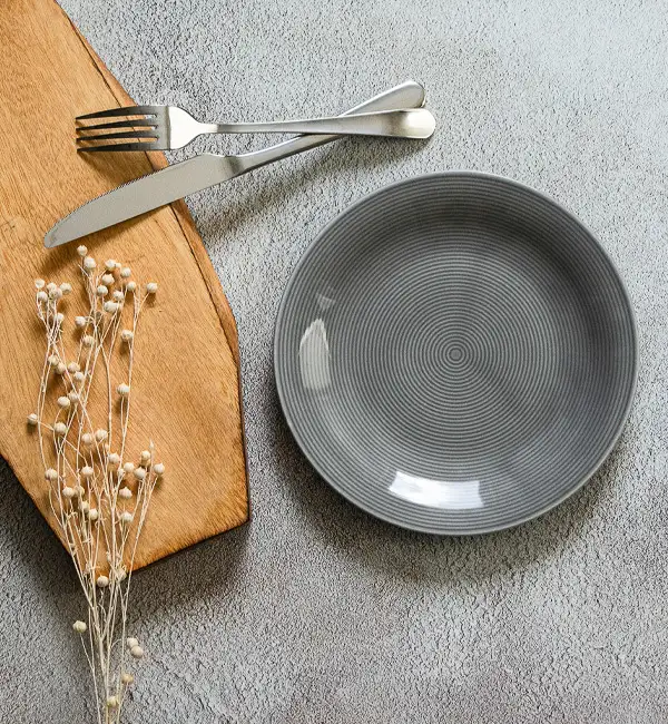 LUBIANA MODERN ETO K1 Talerz obiadowy 25 cm szary / porcelana ręcznie ...