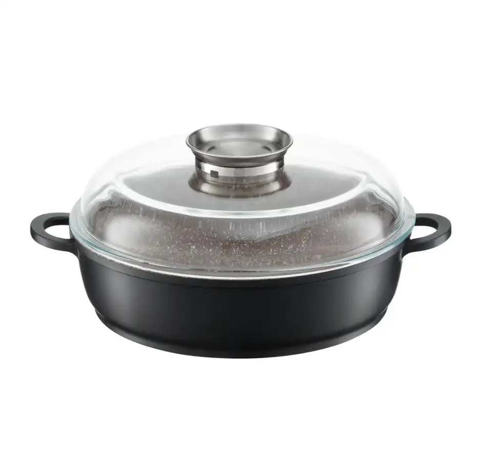 AMBITION ARRAS Patelnia głęboka 28 cm z pokrywką / Qualum Basic Stone ...