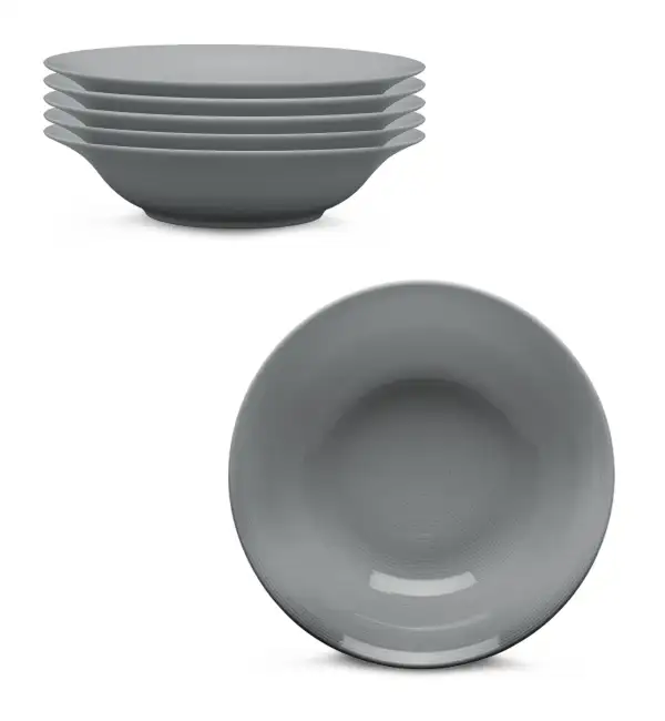 LUBIANA MODERN ETO K1 6x Talerz głęboki 23 cm szary / porcelana ręcznie ...