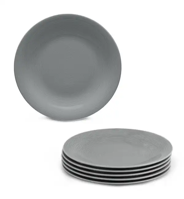 LUBIANA MODERN ETO K100 6x Talerz deserowy 21 cm szary / porcelana ...