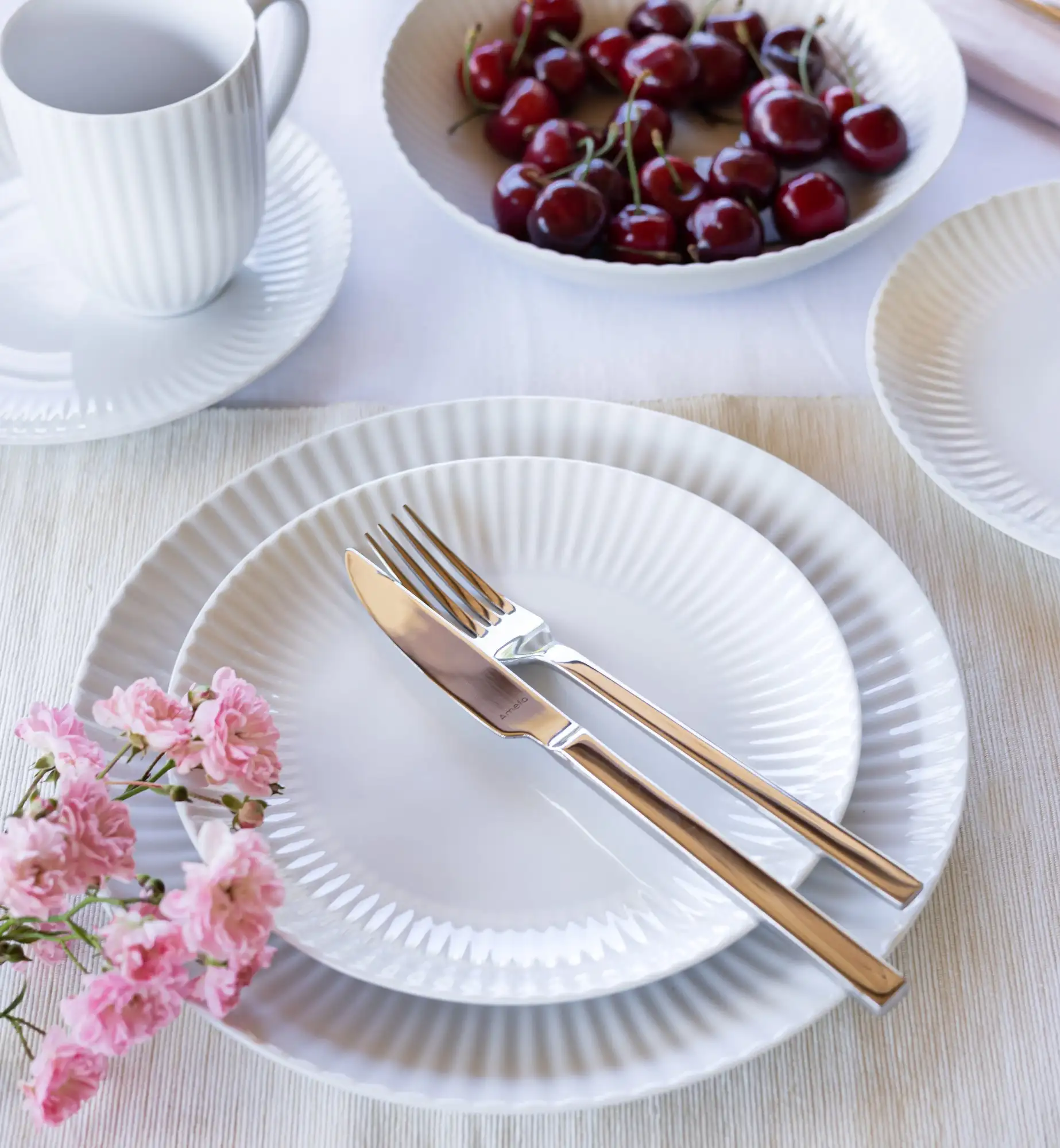 LUBIANA DAISY 6x Talerz obiadowy płytki 27 cm | 6 el dla 6 os | biała ...